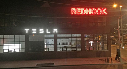 Signed, sealed, delivered! ‘Red Hook’ sign illuminated • Brooklyn Paper