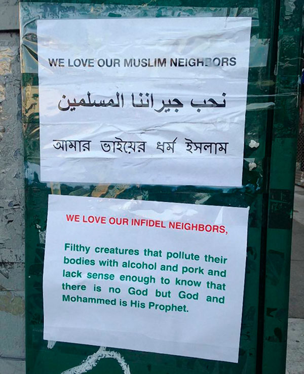 Kensington signs call non-Muslims ‘filthy creatures that pollute their ...