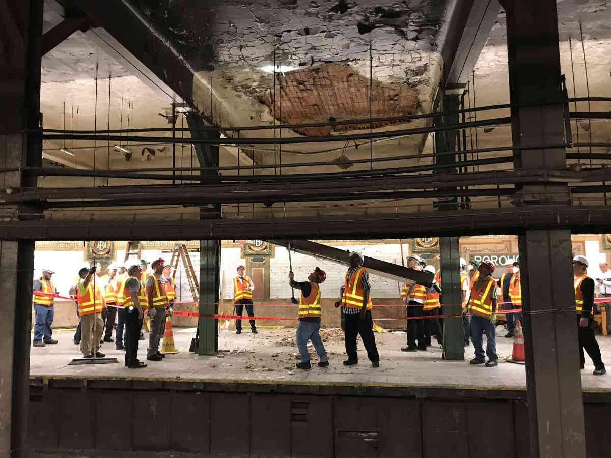Ceiling station’s fate: Collapse from above at Borough Hall hub shakes ...
