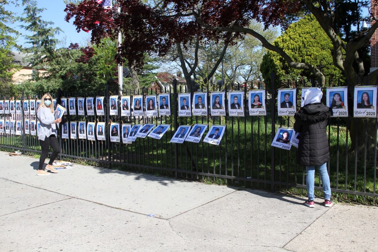 James Madison High School hangs portraits outside to honor graduating ...