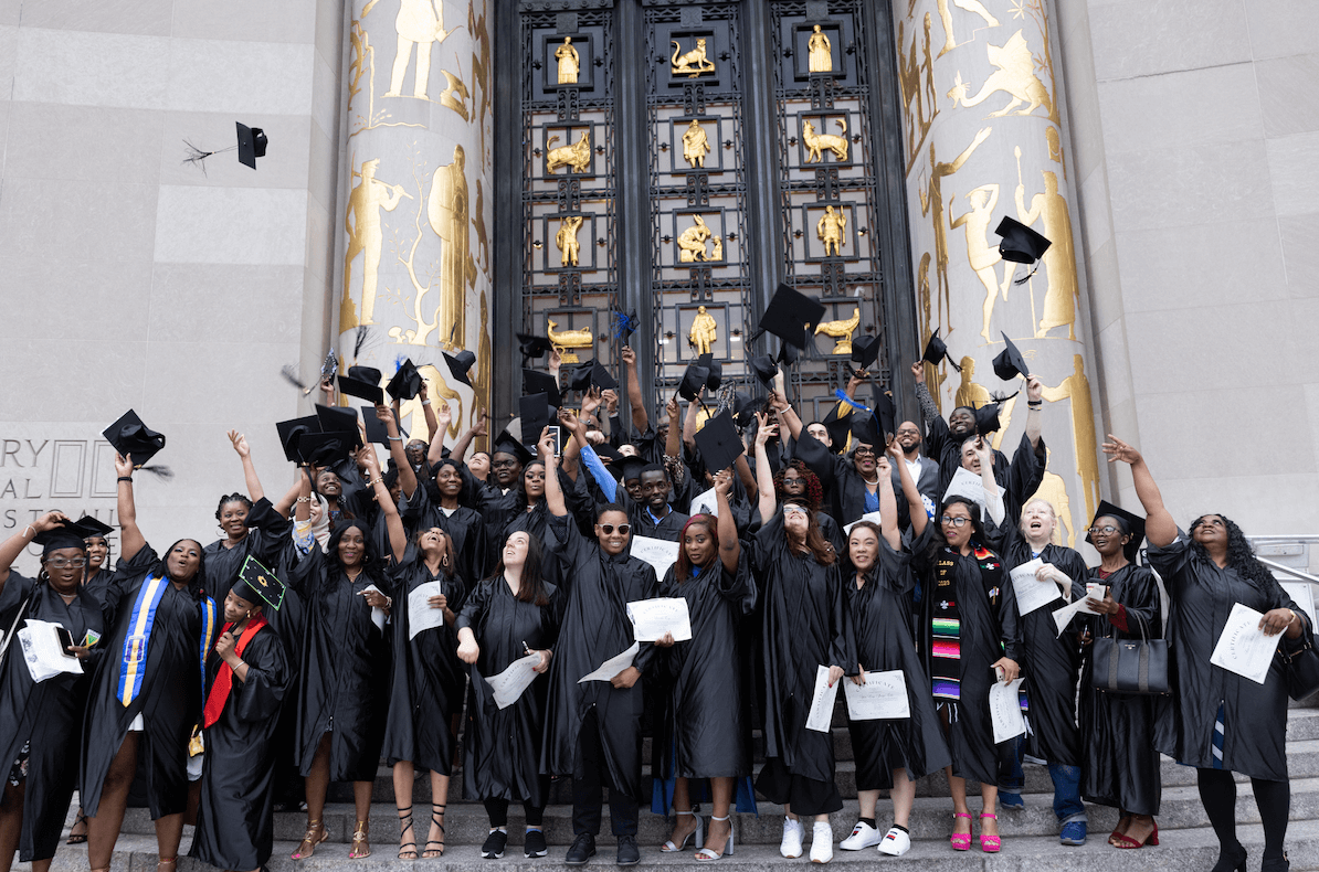 Adult learners don caps and gowns for graduation ceremony at Brooklyn ...